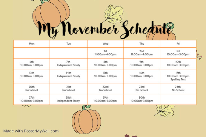 Watercolor Themed School Timetable Landscape | PosterMyWall
