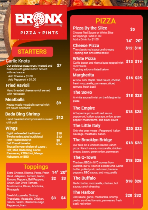 Yellow and Red Pizza Menu Design | PosterMyWall