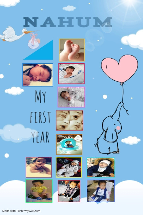 Copy of Copy of Blue 1st year of life portrait poster | PosterMyWall