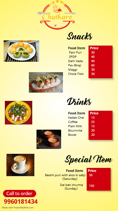 My hotel menu | PosterMyWall