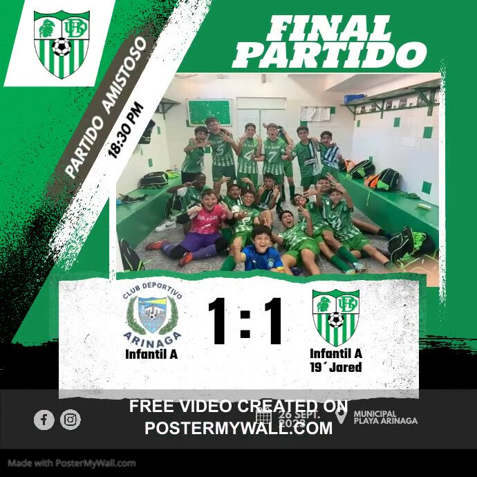 Soccer Game Full Time Result Social Media | PosterMyWall