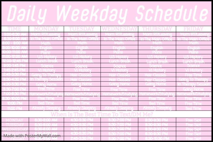 my weekday schedule | PosterMyWall