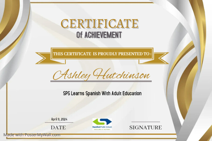 SPS Spanish certificate | PosterMyWall