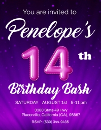 14th Birthday cake Template | PosterMyWall