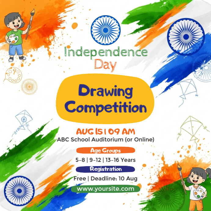 15 August Art Contest Instagram Post Template | PosterMyWall