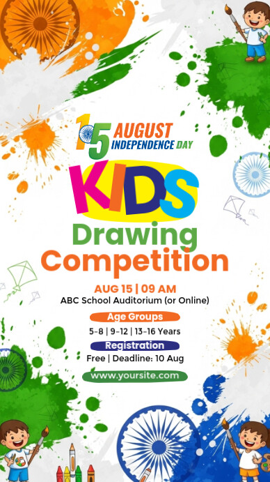 15 August Art Contest Instagram Story Template | PosterMyWall