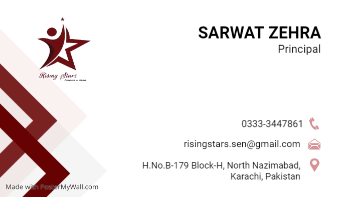Copia de Sarwat Zehra Visiting Card | PosterMyWall