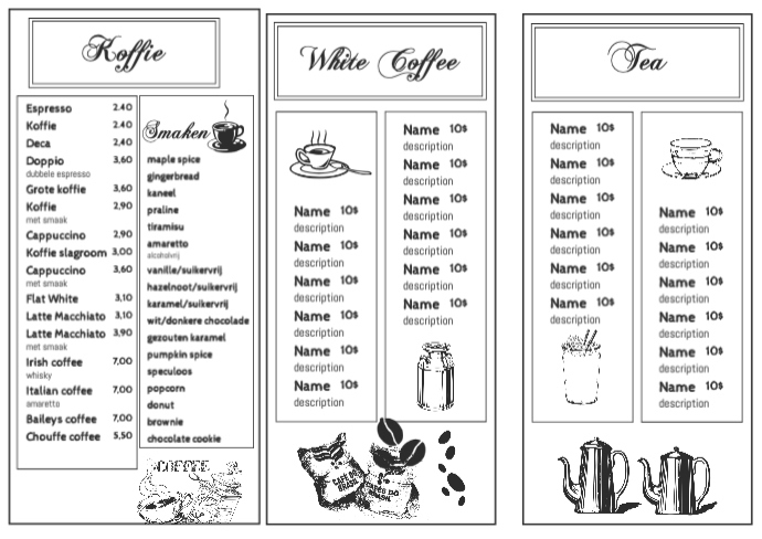 Trifold Cafe Coffeehouse Menu Second 2 Page | PosterMyWall