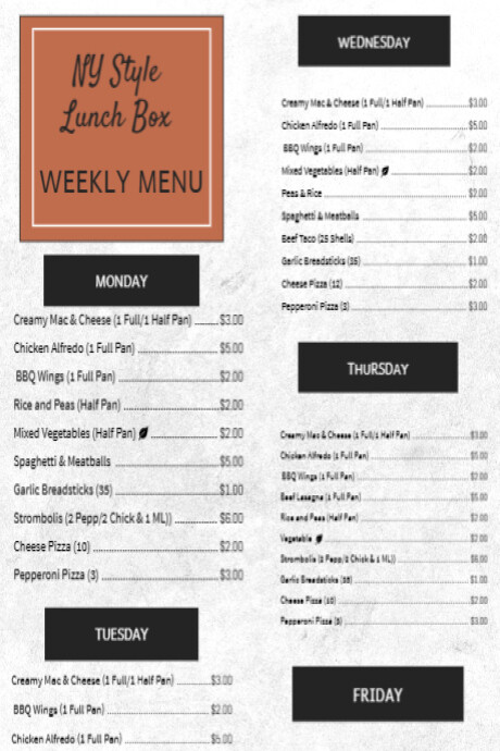 School Weekly Menu Planner Template (2) | PosterMyWall