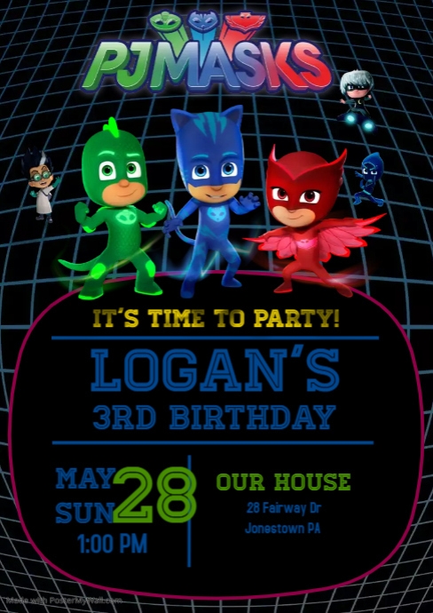 PJ Masks Birthday Invitation | PosterMyWall