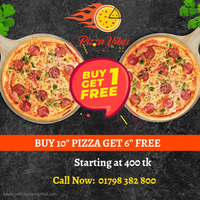 Copy of PIZZA PARTY DAY SPECIAL OFFER POSTER TEMPLATE | PosterMyWall