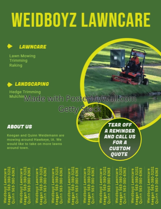 Home Lawn Mowing Flyer with Tear Off Tabs | PosterMyWall