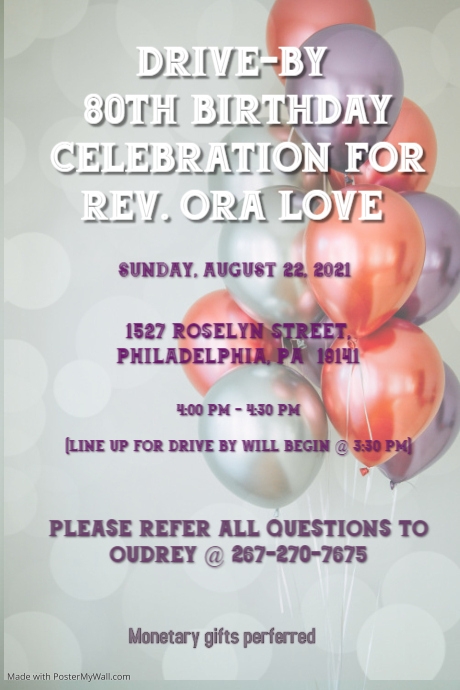 Ora 80th drive by birthday celebration | PosterMyWall