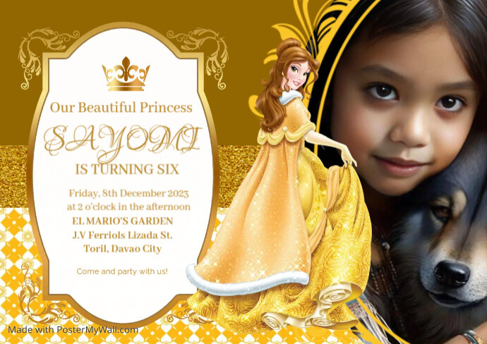 Princess Belle Birthday Invitation | PosterMyWall