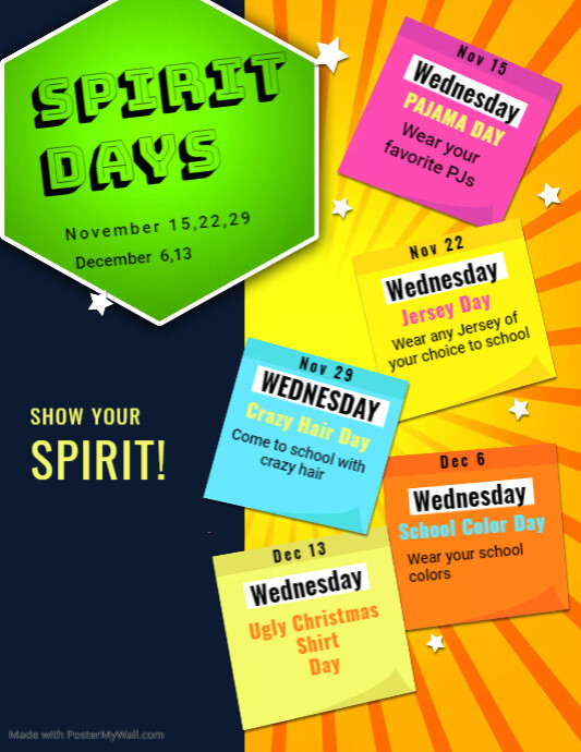 Colorful Spirit Week Event Flyer | PosterMyWall