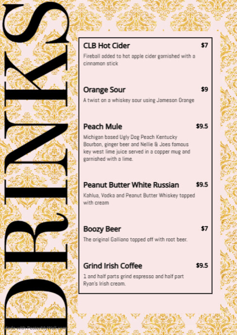 Fancy drink menu | PosterMyWall