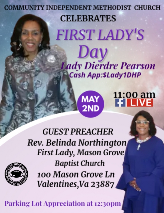 Copy of Blue Modern First Lady Day Church Flyer Templ | PosterMyWall