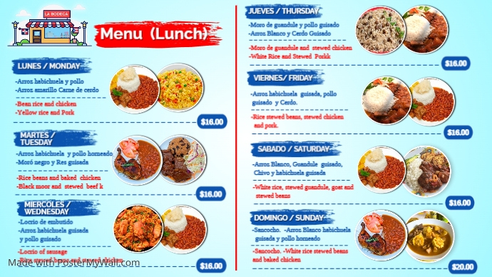 LA BODEGA MENU | PosterMyWall