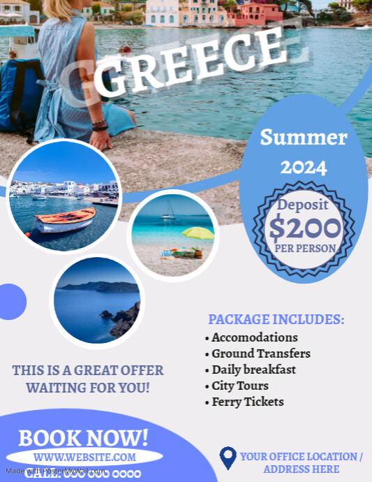 Greece Travel Agency Flyer Template | PosterMyWall