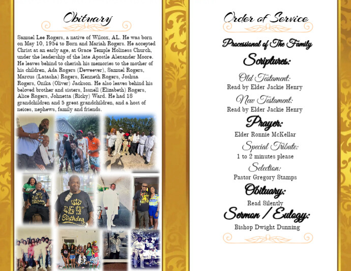 Golden Funeral Program template | PosterMyWall