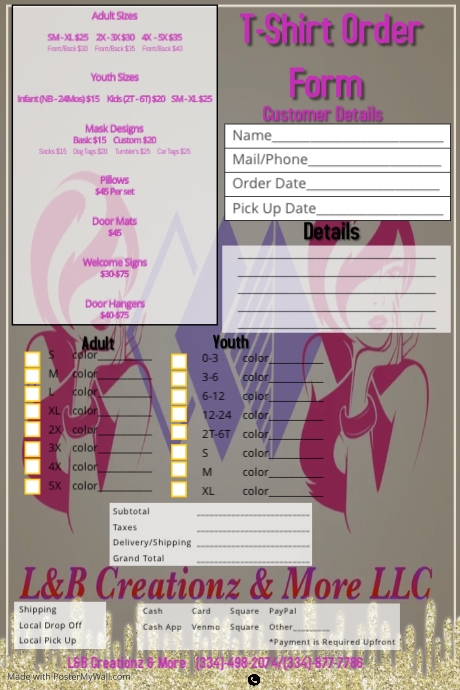 Copy of T-Shirt Order Form | PosterMyWall