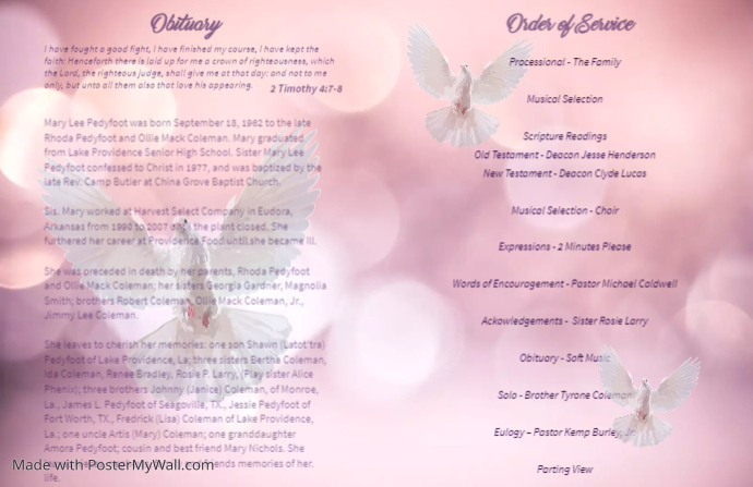 Copy of Regal Purple Funeral Program Large Booklet (inside) | PosterMyWall