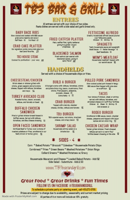 Copy of Copy of TB3 Menu 06.18.21 - Back | PosterMyWall