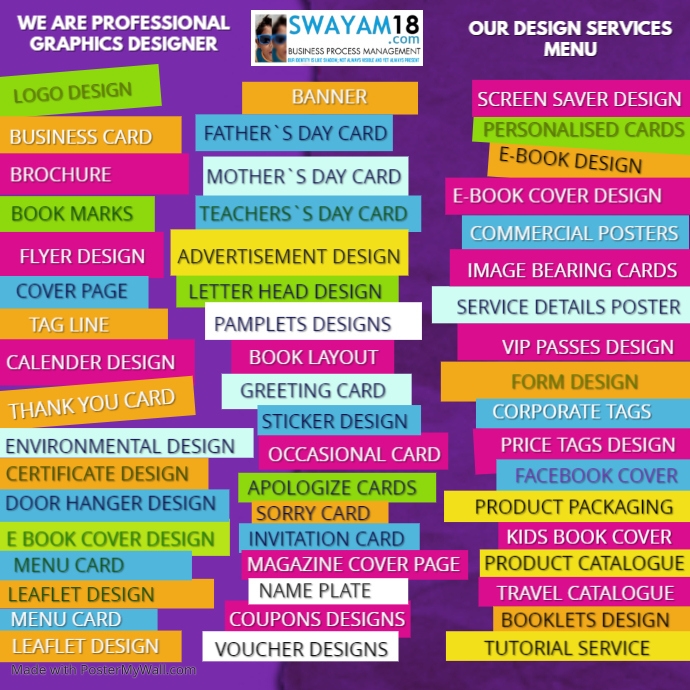 MENU LIST SERVICE LIST | PosterMyWall