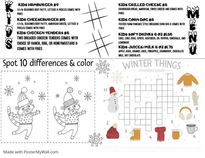Copy of Kids Menu - Winter (1) | PosterMyWall