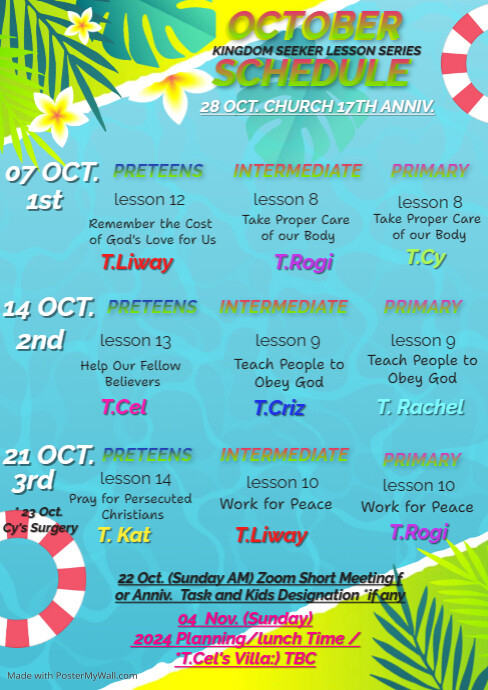 Oct.2023 sched | PosterMyWall