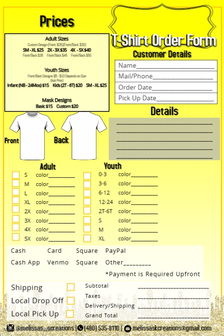 Copy of T-Shirt Order Form | PosterMyWall