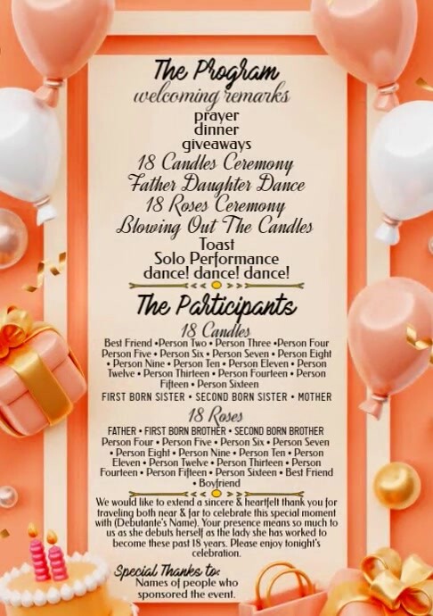 Copy of 18 Birthday Program List | PosterMyWall