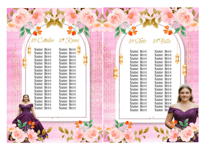 18 Roses & 18 Candles Guest List Template | PosterMyWall