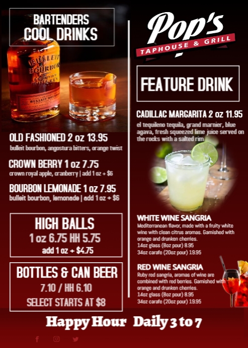 Copy of Copy of POPS DRINK MENU 1 | PosterMyWall
