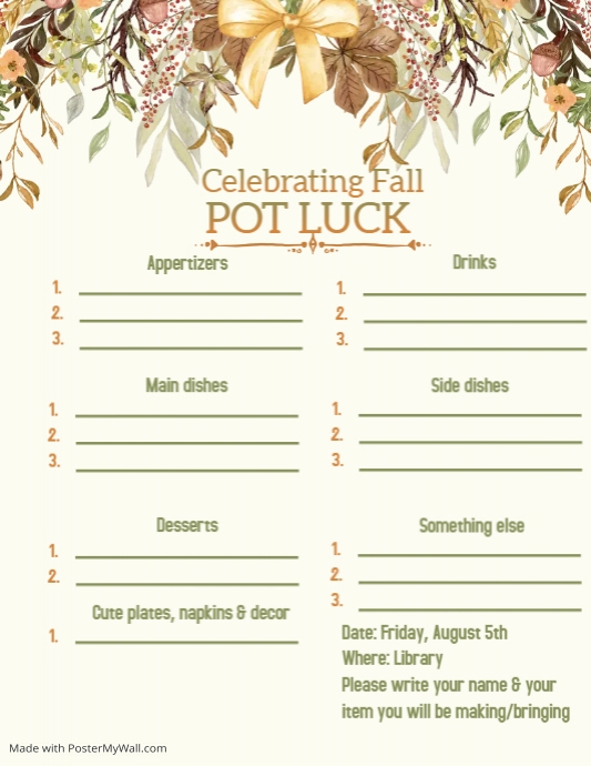 Fall pot luck | PosterMyWall