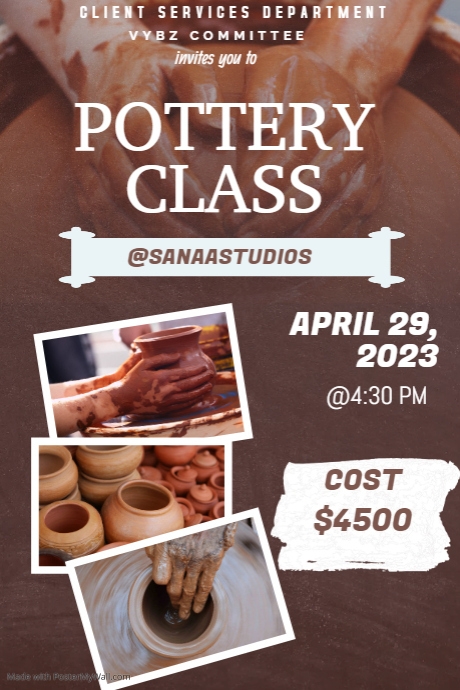 pottery classes Flyer design template | PosterMyWall