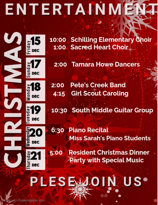 Christmas calendar, Christmas events,calendar | PosterMyWall