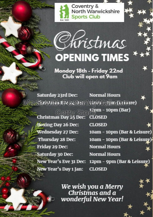 Copy of Christmas Opening Times Hours Poster Flyer Ad | PosterMyWall