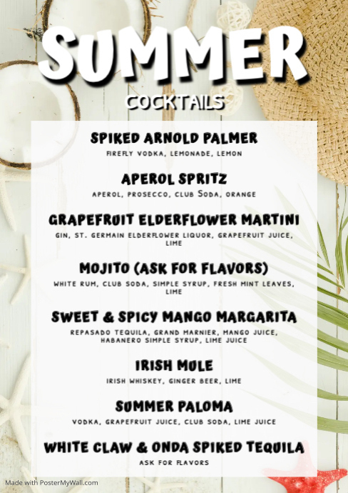 summer menu 1 | PosterMyWall