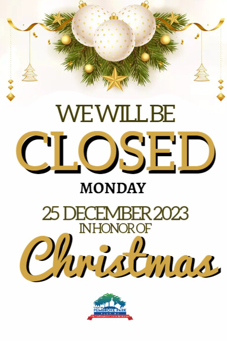 CHRISTMAS DAY SHOP CLOSED NOTICE TEMPLATE | PosterMyWall