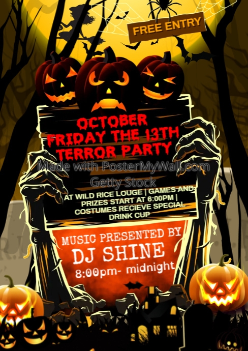 Yellow Terror Night Halloween Party Flyer | PosterMyWall