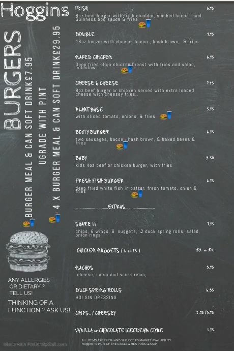 Burger Bar Menu Template | PosterMyWall
