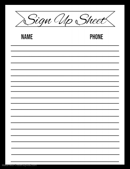 Copy of Sign Up Sheet Template | PosterMyWall