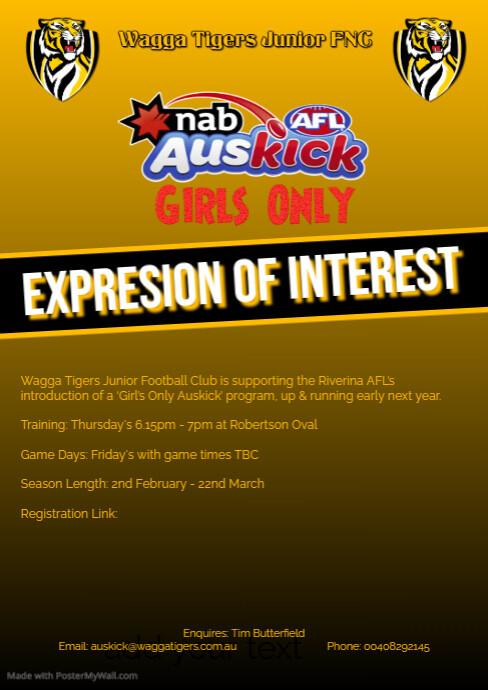 Girls Only Auskick Rego Flyer | PosterMyWall