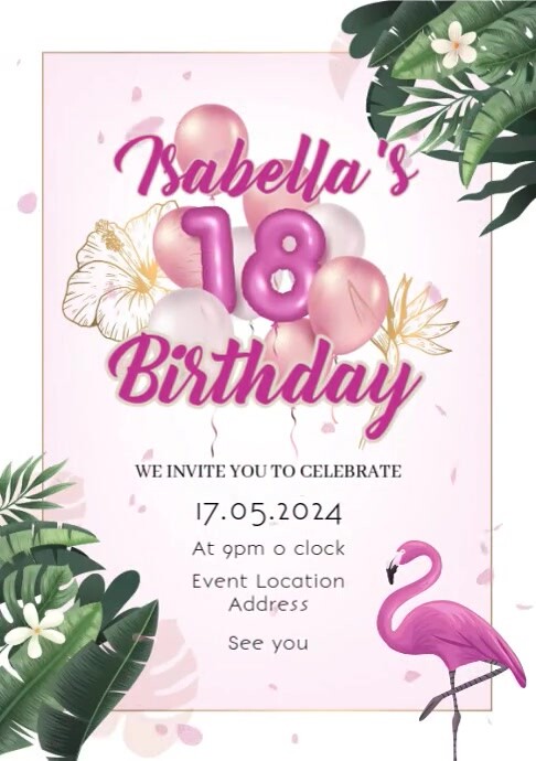 Plantilla de 18th Birthday Design Template | PosterMyWall