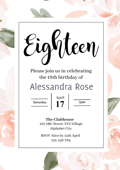 18th Birthday Invitation Template | PosterMyWall
