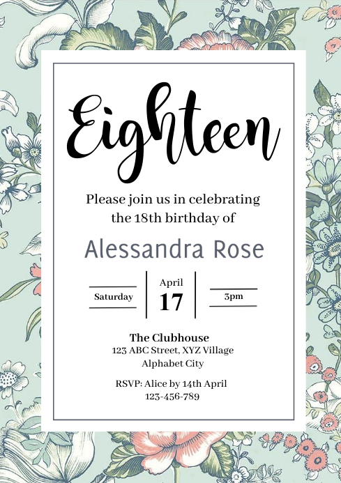 18th Birthday Invitation Template | PosterMyWall