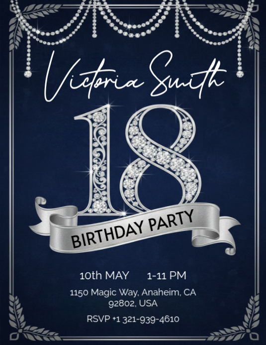 Copy of 18th birthday party invitation string lights | PosterMyWall