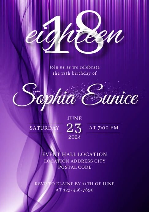 Copy of 18th Birthday purple gradient birthday invita | PosterMyWall