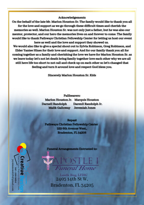 Golden Frame Funeral Announcement Card | PosterMyWall